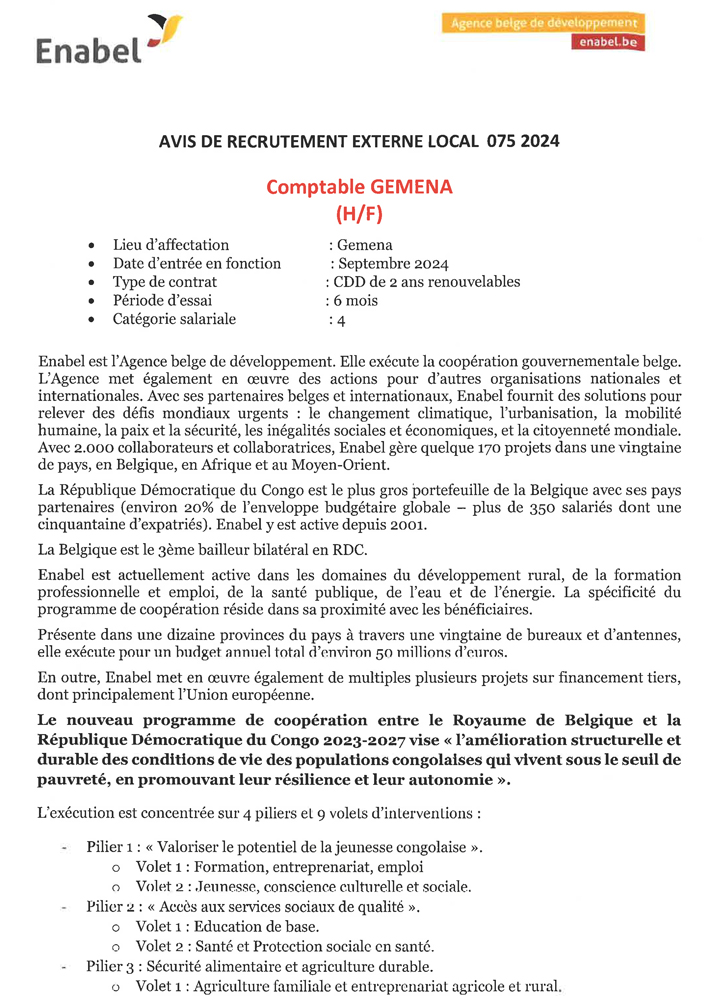 mediacongo.net - Offre d'emploi - Comptable