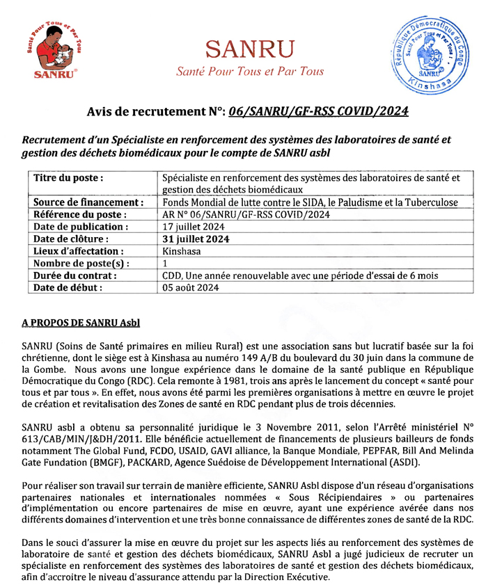 mediacongo.net - Offre d'emploi - Spécialiste en renforcement des ...