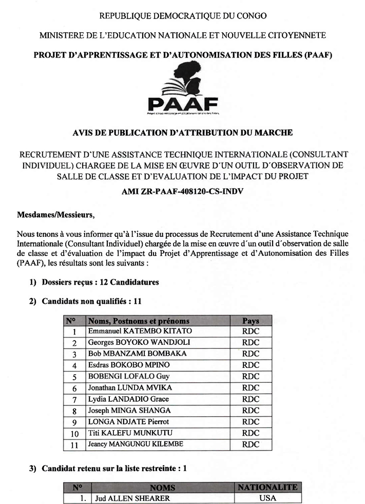 mediacongo.net - Offre d'emploi - Consultant individuel pour une ...