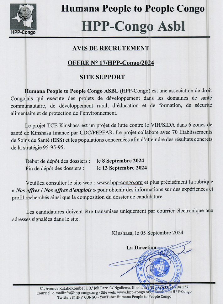 mediacongo.net - Offre d'emploi - Site Support