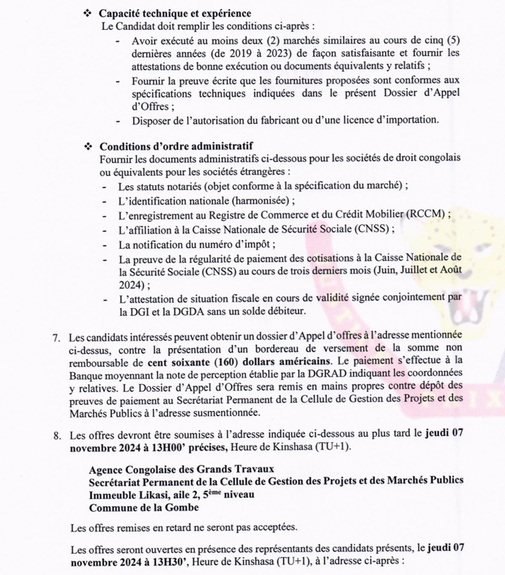 mediacongo.net - Offre d'emploi - Acquisition des matériels informatiques