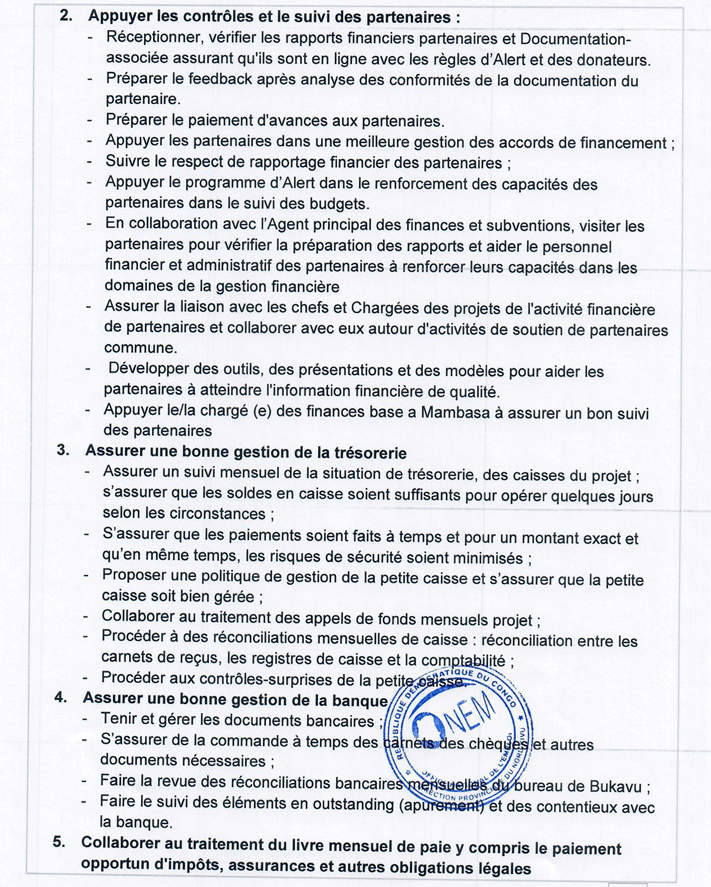 mediacongo.net - Offre d'emploi - Chargé(e) des Finances