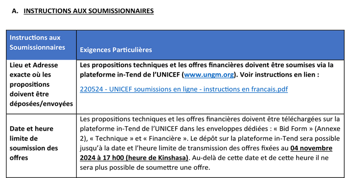 mediacongo.net - Offre d'emploi - Identification de prestataires de ...