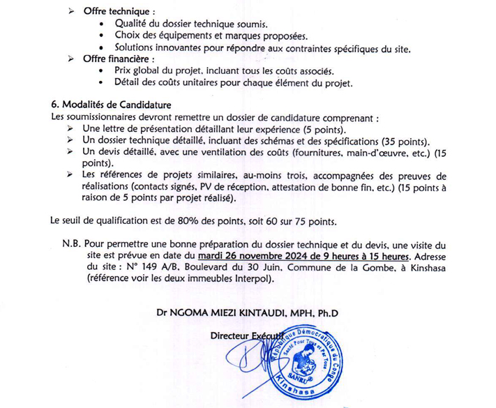 mediacongo.net - Offre d'emploi - Prestataire (firme) en charge du ...