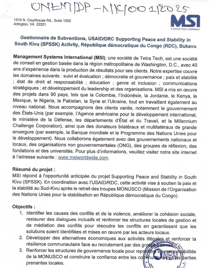 mediacongo.net - Offre d'emploi - Gestionnaire de Subventions