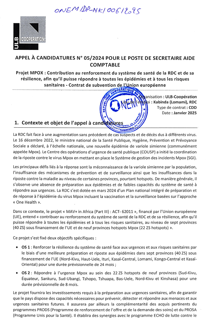 mediacongo.net - Offre d'emploi - Secrétaire Aide Comptable