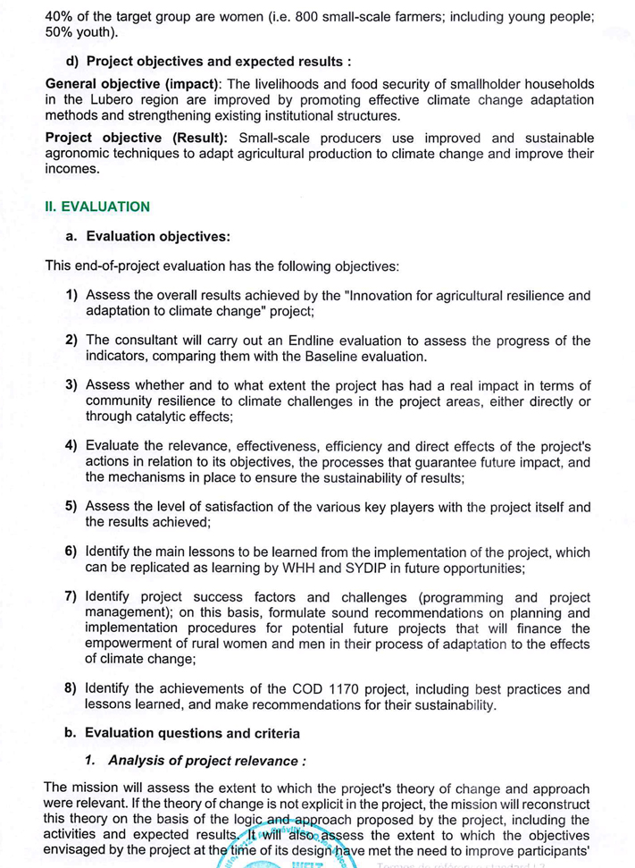 mediacongo.net - Offre d'emploi - National Consultant Final evaluation of the project