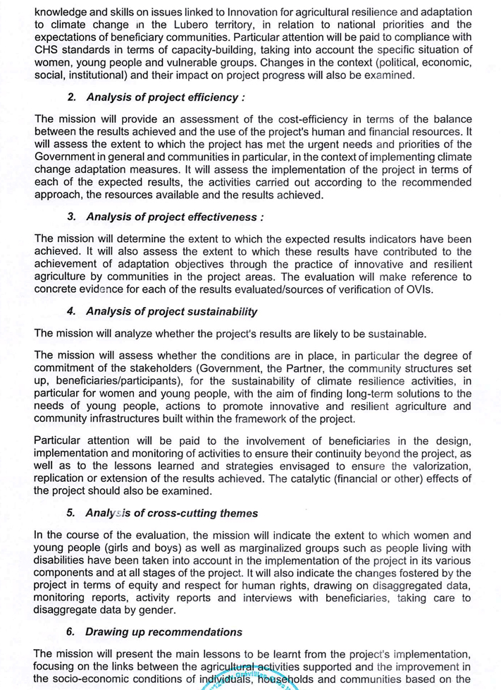 mediacongo.net - Offre d'emploi - National Consultant Final evaluation of the project