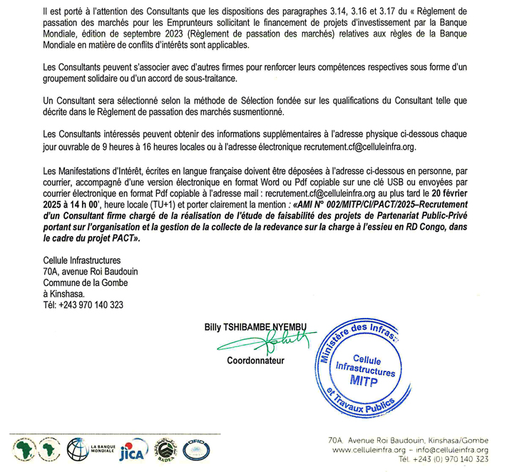 mediacongo.net - Offre d'emploi - Consultant firme chargé de la ...