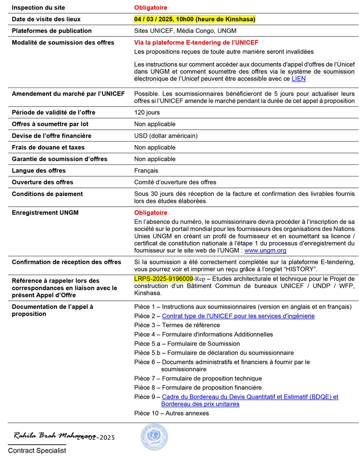 mediacongo.net - Offre d'emploi - Cabinet/Prestataire pour les Etudes ...