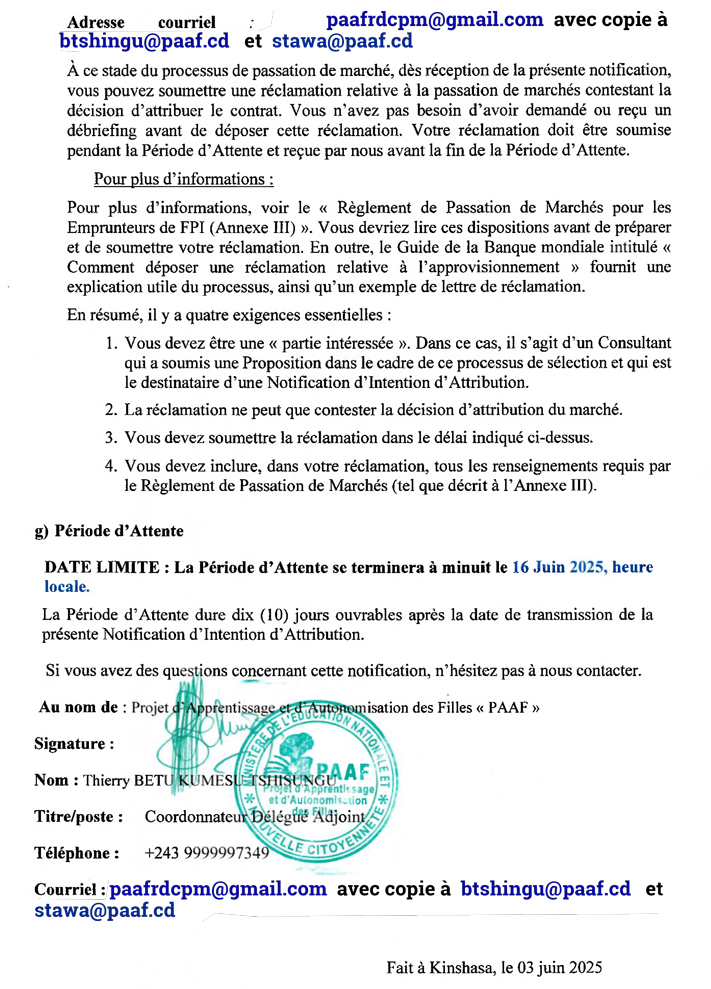 mediacongo.net - Offre d'emploi - Cabinet chargé de l'Audit Financier ...